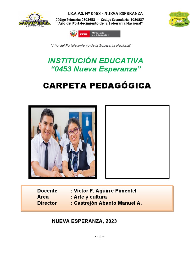 Carpeta Pedagógica: Institución Educativa "0453 Nueva Esperanza" | PDF | Aprendizaje | Plan de ...