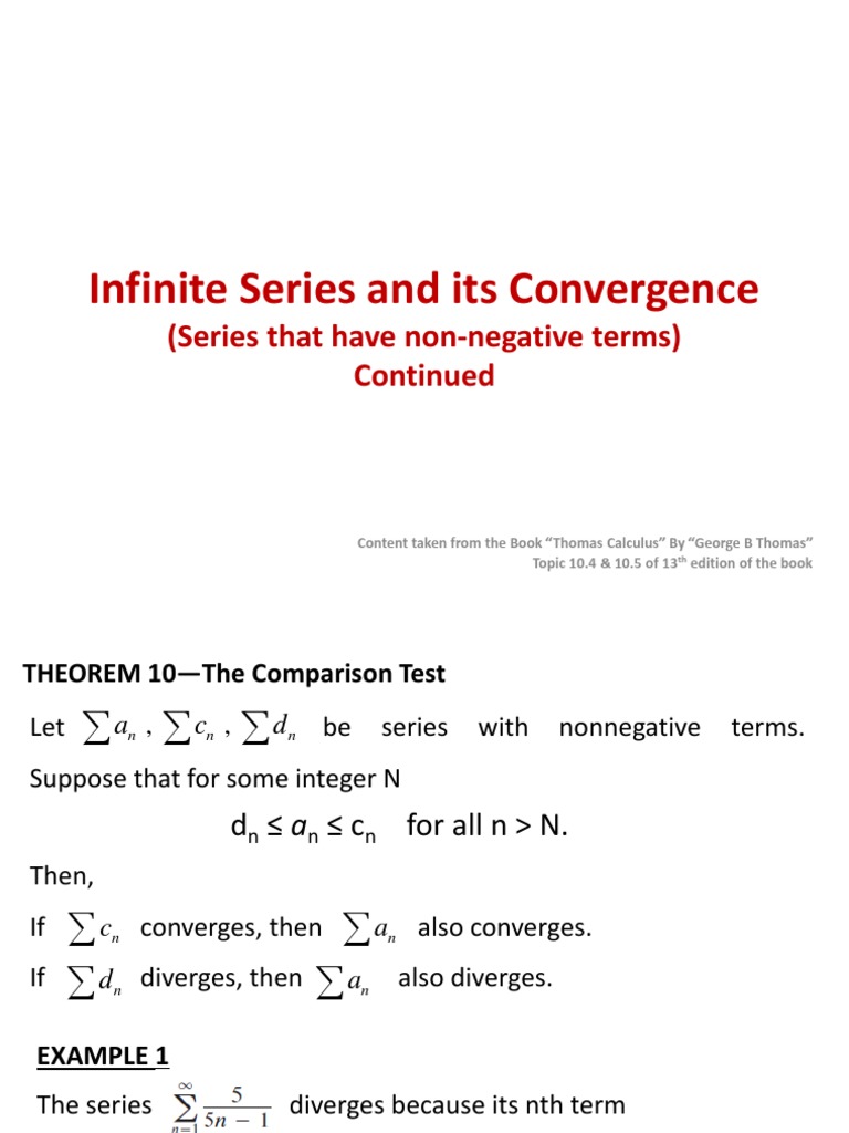 Topic 16 - Infinite Series and Its Convergence (Non-Negative Series) Continued | PDF | Analysis ...