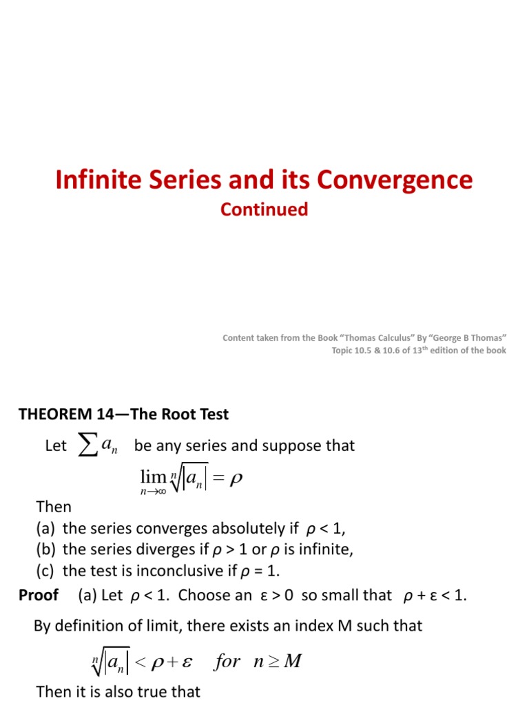 Topic 17 Infinite Series And Its Convergence Continued Pdf Limit Mathematics Sequence