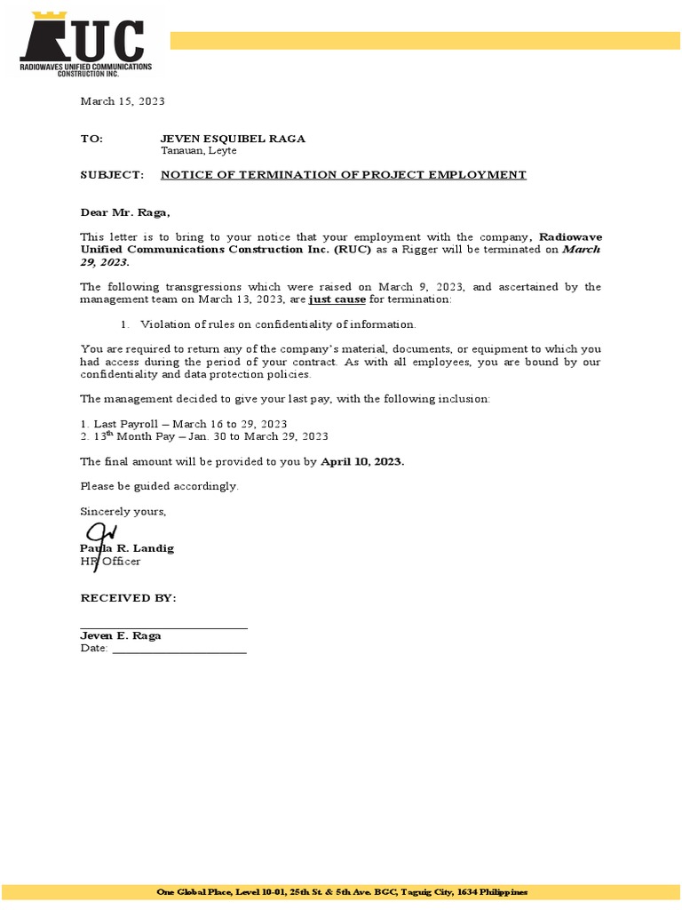 Notice of Termination | PDF