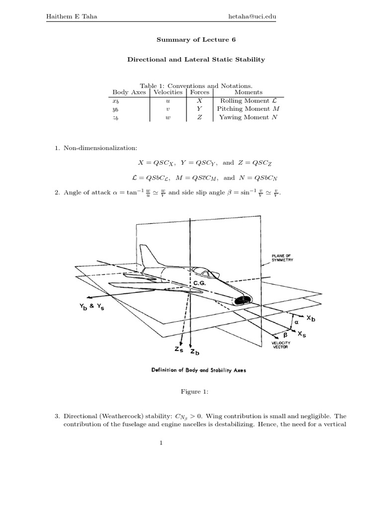 MAE 175 Lecture 6 Lateral and Directional Stability | PDF | Empennage ...