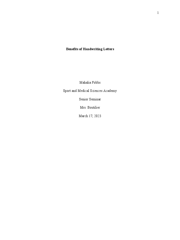 Mahalia Fobbs - Final Draft Research Paper | PDF | Communication | Text ...
