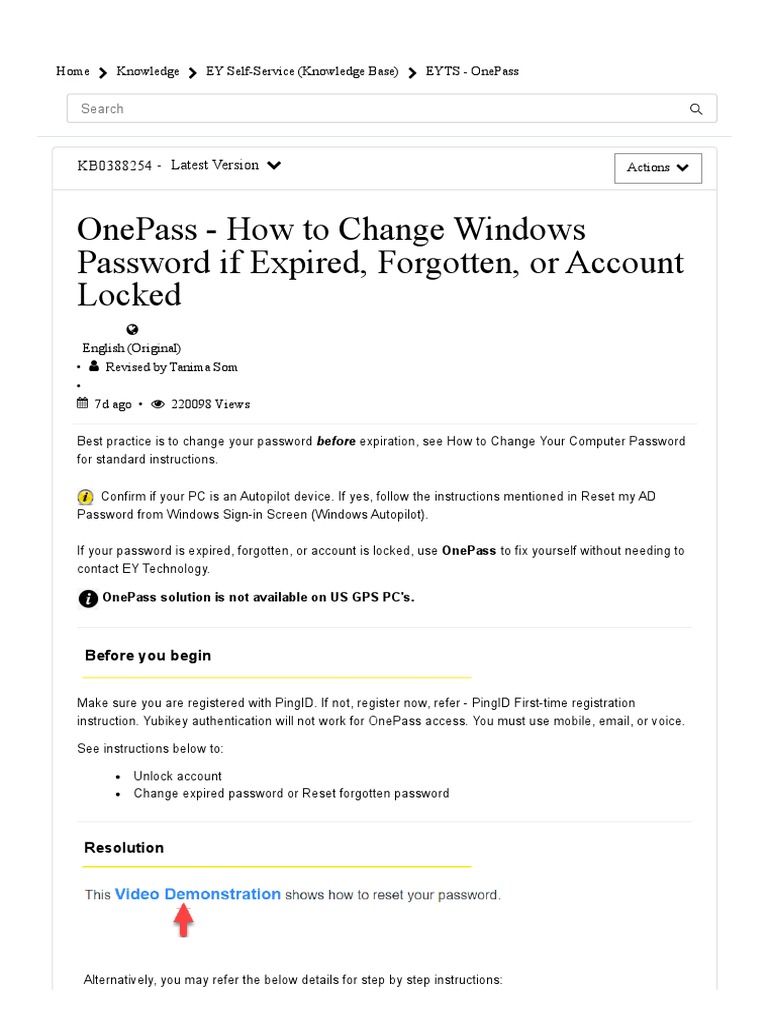 How to Unlock Your Account or Reset Your Password Using OnePass | PDF | Login | Password
