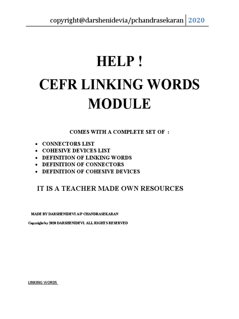 Help Cefr Linking Words Module | PDF | Philosophical Theories | Logic