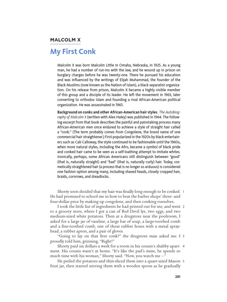 My First Conk: Malcolm X | PDF