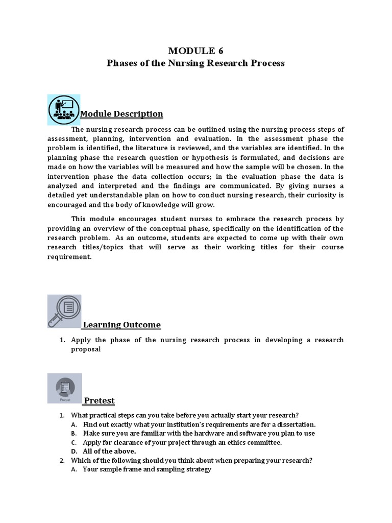 Phases of The Nursing Research Process: Module Description | PDF | Statistics | Dependent And ...