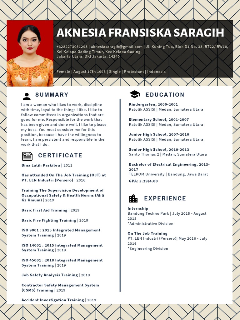 CV Aknesia Fransiska Saragih | PDF