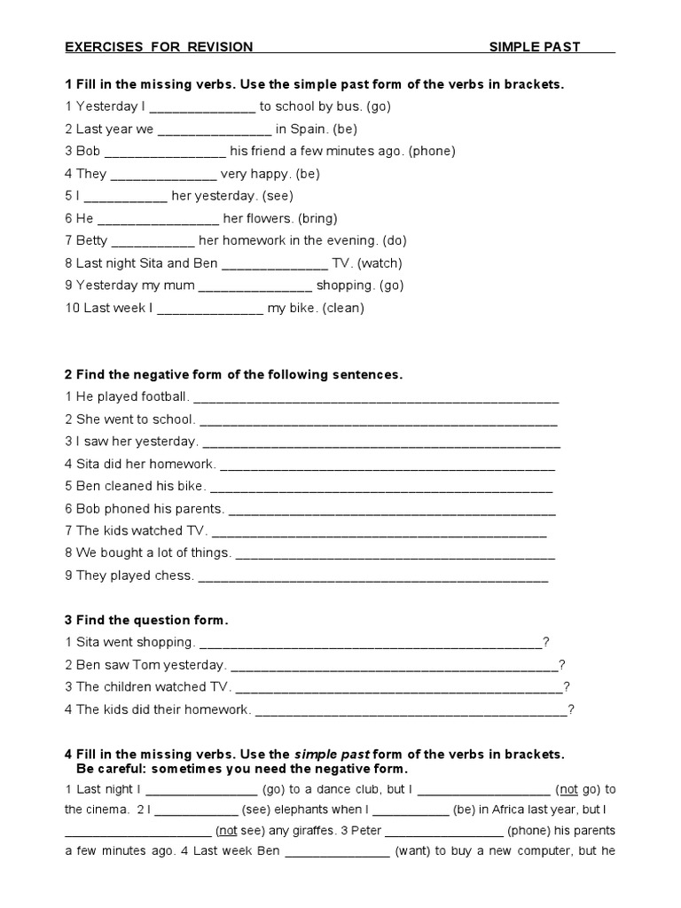 Simple Past Exercises 1 | PDF