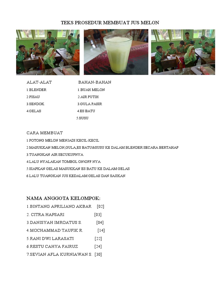 Teks Prosedur Membuat Jus Melon | PDF