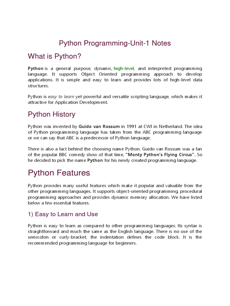 Unit1 PythonNotes | Download grátis PDF | Control Flow | Python ... Unit1 PythonNotes | Download grátis PDF | Control Flow | Python ...