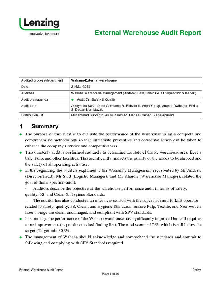 External Warehouse Audit Report - Wahana 21 March 2023 | PDF | Audit ...