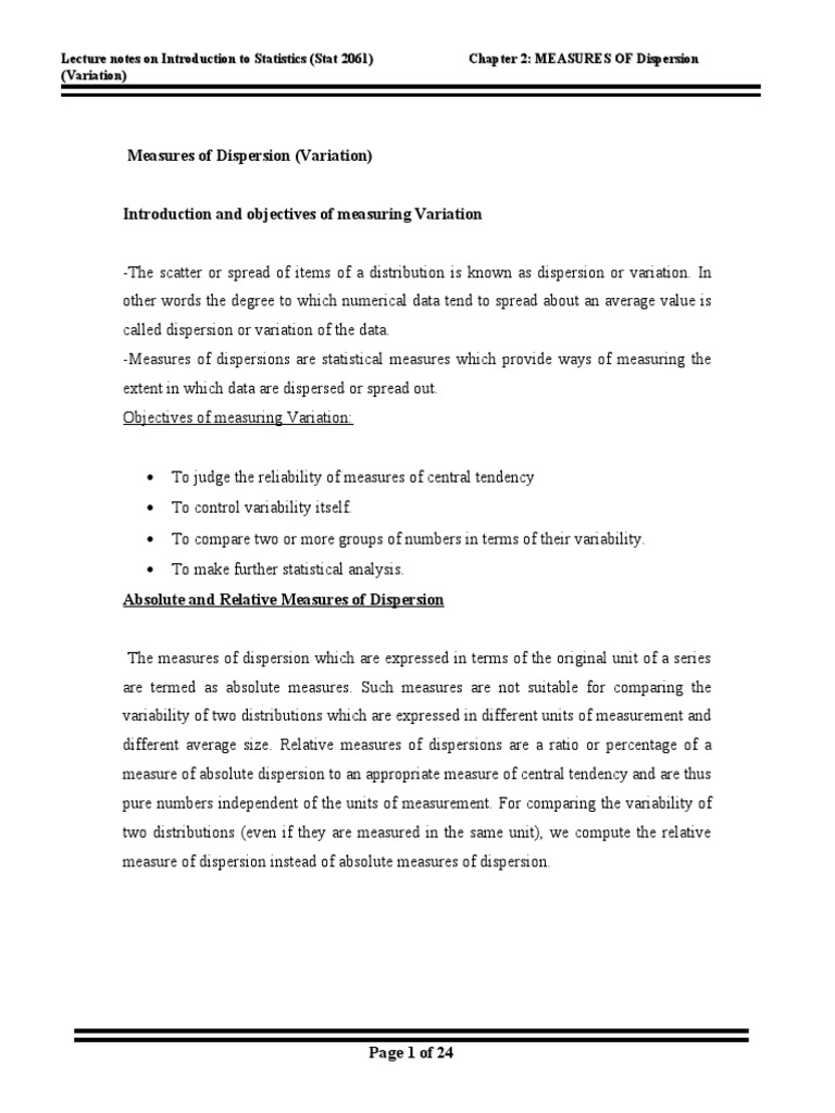 Chapter 2. | PDF | Standard Deviation | Variance