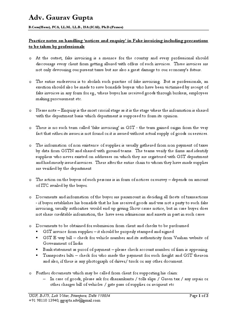 Fake Invoicing - The Menace and Its Filters | PDF | Invoice | Business