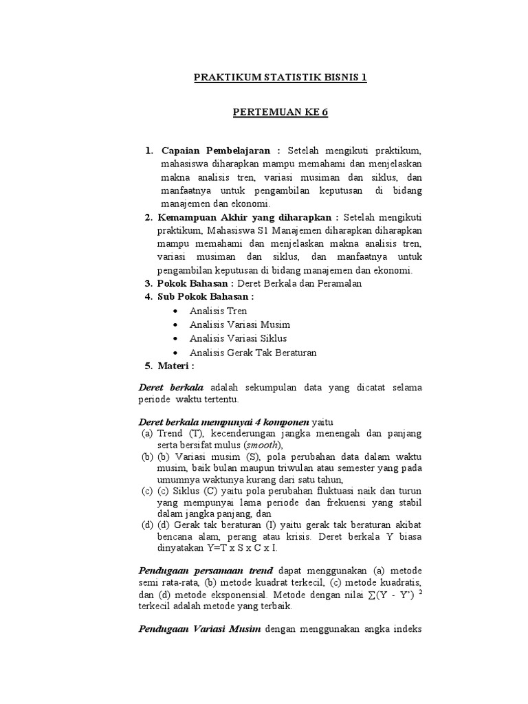 Praktikum Statistik Bisnis Pertemuan 5 | PDF | Bisnis
