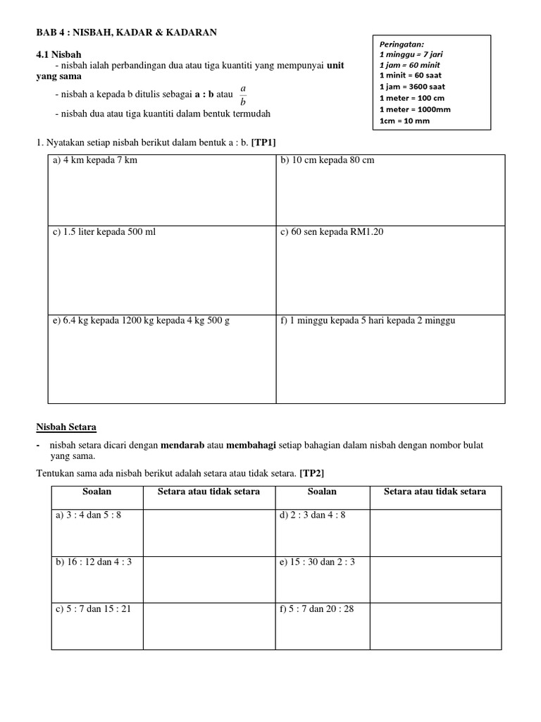 Bab 4 Nisbah, Kadar Dan Kadaran | PDF