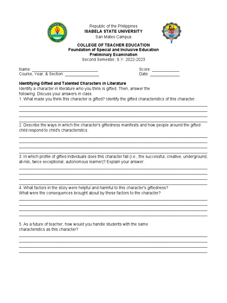 Identifying Gifted Characters in Literature | PDF