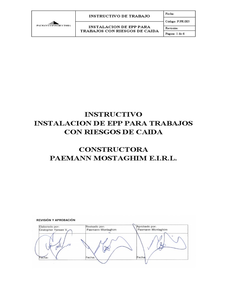 4413006-Instructivo Instalacion Epp Trabajos Con Riesgos de Caida | PDF