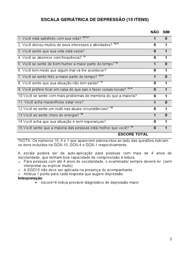 Escala Depressão Geriatrica | PDF