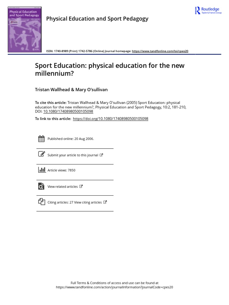 Sport Education Physical Education For The New Millennium | PDF ...