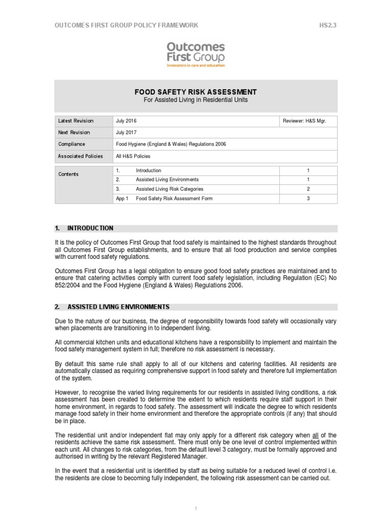 Food Safety Risk Assessment | PDF | Food Safety | Risk