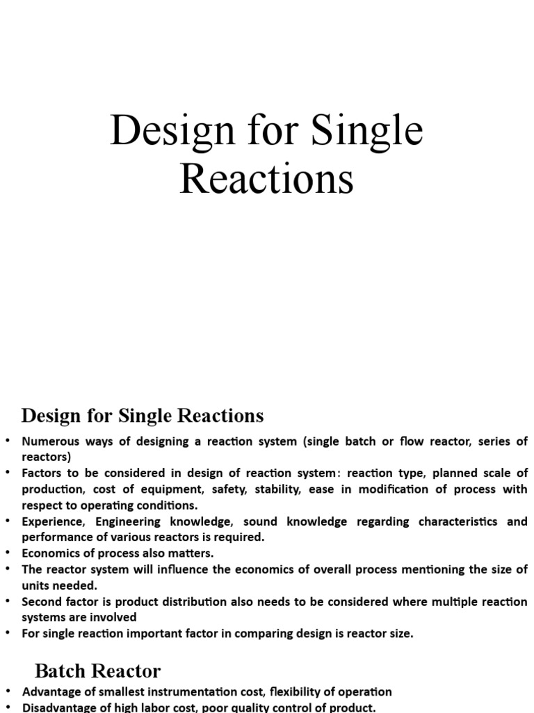 Single Batch Reactor Design Insights | PDF | Chemical Reactor | Chemistry
