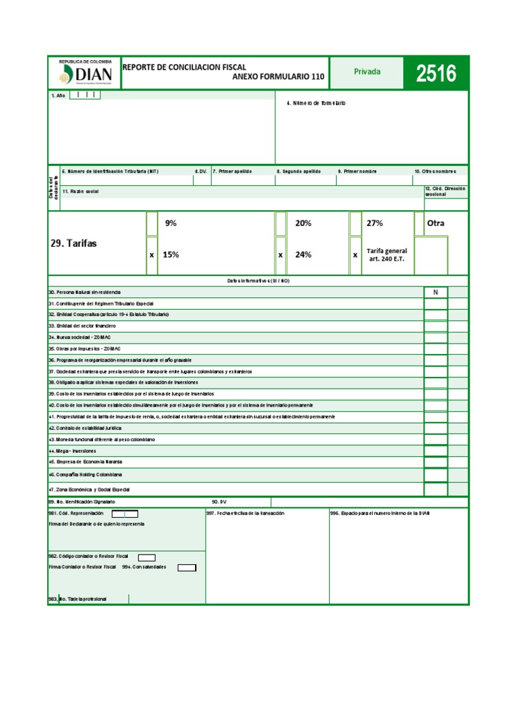 Anexo 1 Reporte Conciliación Fiscal Formato 2516 Version3 | PDF | Contabilidad | Impuestos