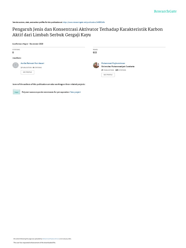 Pengaruh Jenis Dan Konsentrasi Aktivator Terhadap Karakteristik Karbon Aktif Dari Limbah Serbuk ...