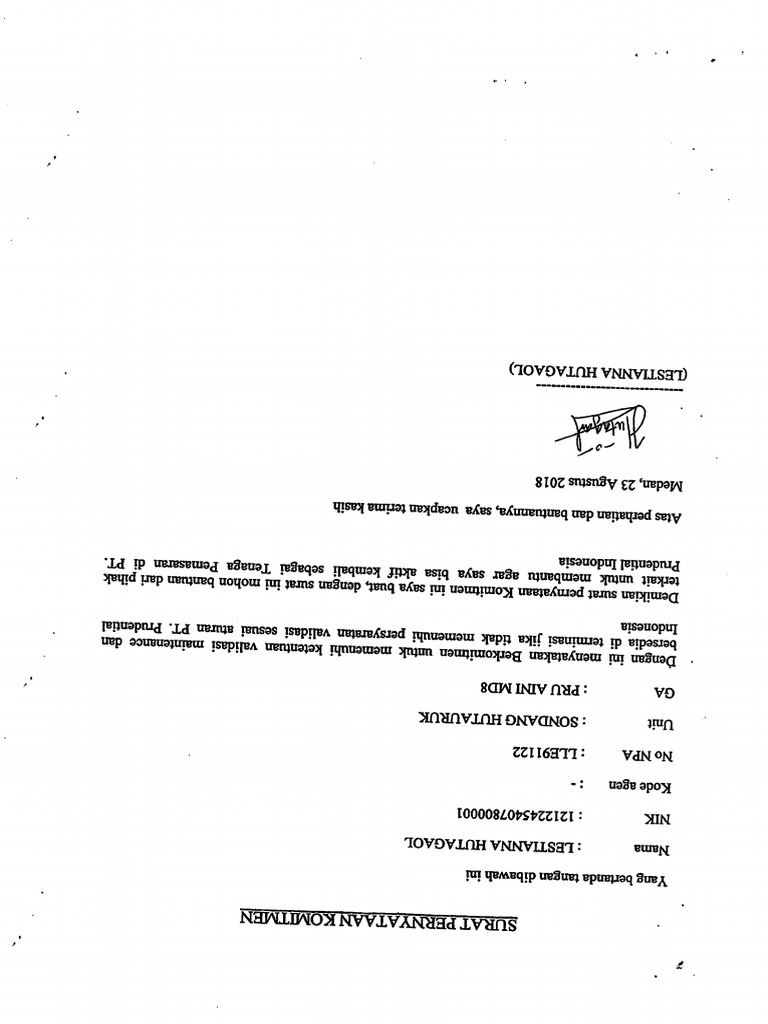 contoh surat pernyataan komitmen | PDF