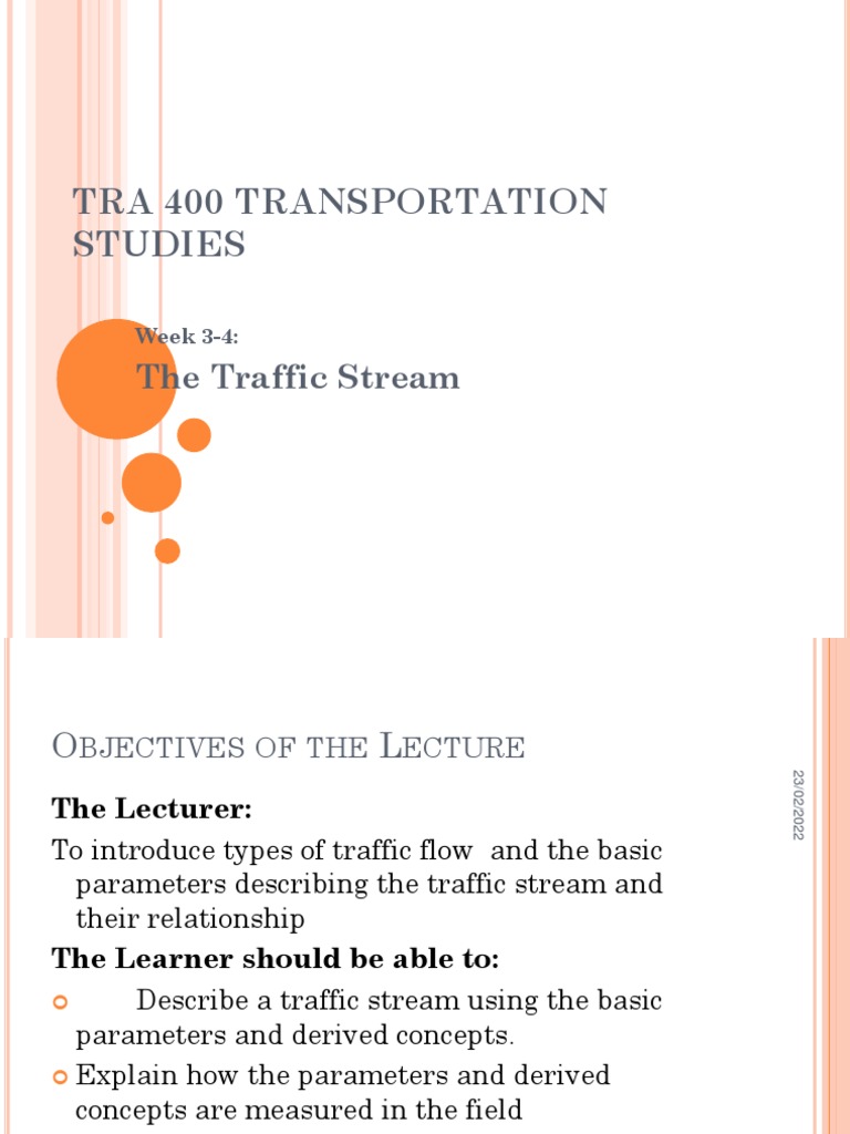 Lecture 3 The Traffic Stream D4 | PDF | Traffic | Speed