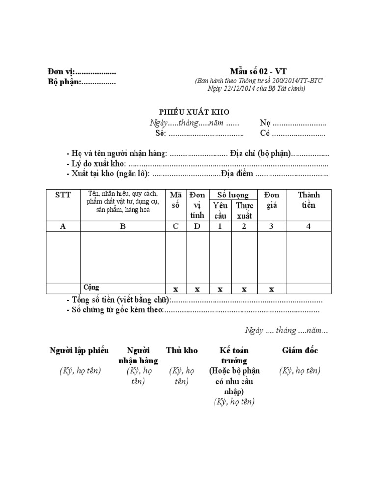 Phieu Xuat Kho - 1108134022 | PDF