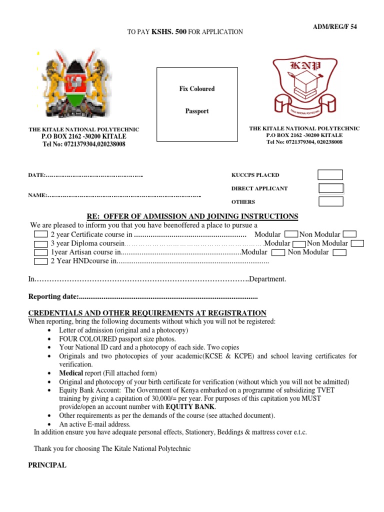 Admission Letter PDF | PDF | Fee