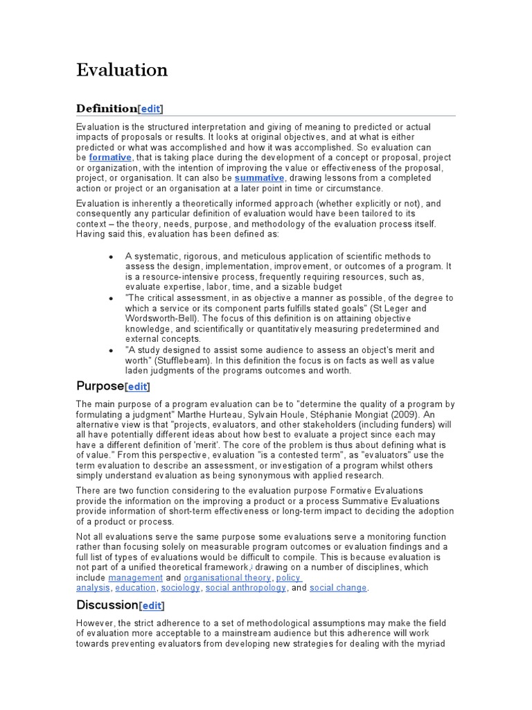 Evaluation: Purpose | Download Free PDF | Evaluation | Cognition