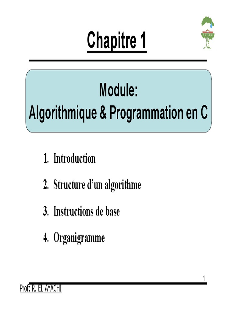 Chapitre N°1 - Algorithmique - Programmetion C | PDF | Programmation informatique | Programme ...