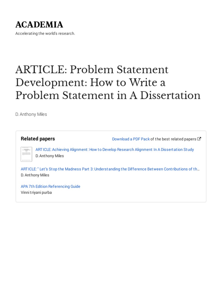 Dissertation Problem Statements | PDF | Mentorship | Empowerment