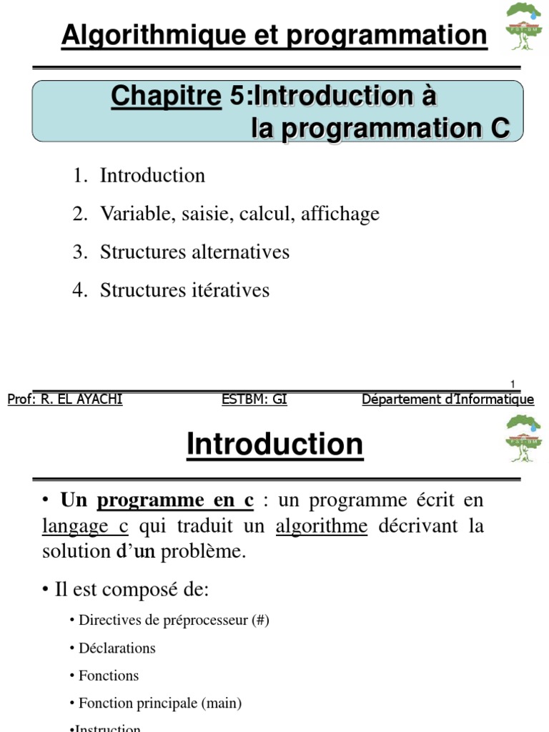 Chapitre N°5 - Introduction À La Programmation C | PDF | Structure de contrôle | C (Langage de ...
