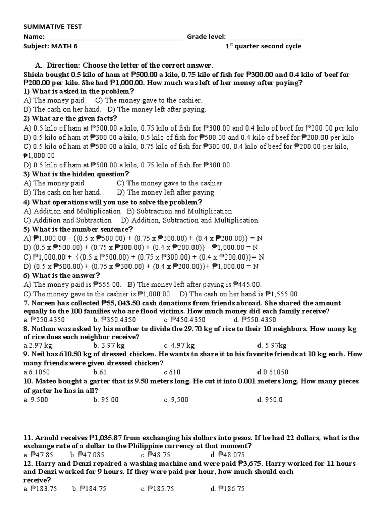 Summative Test | PDF | Foreign Exchange Market | Currency