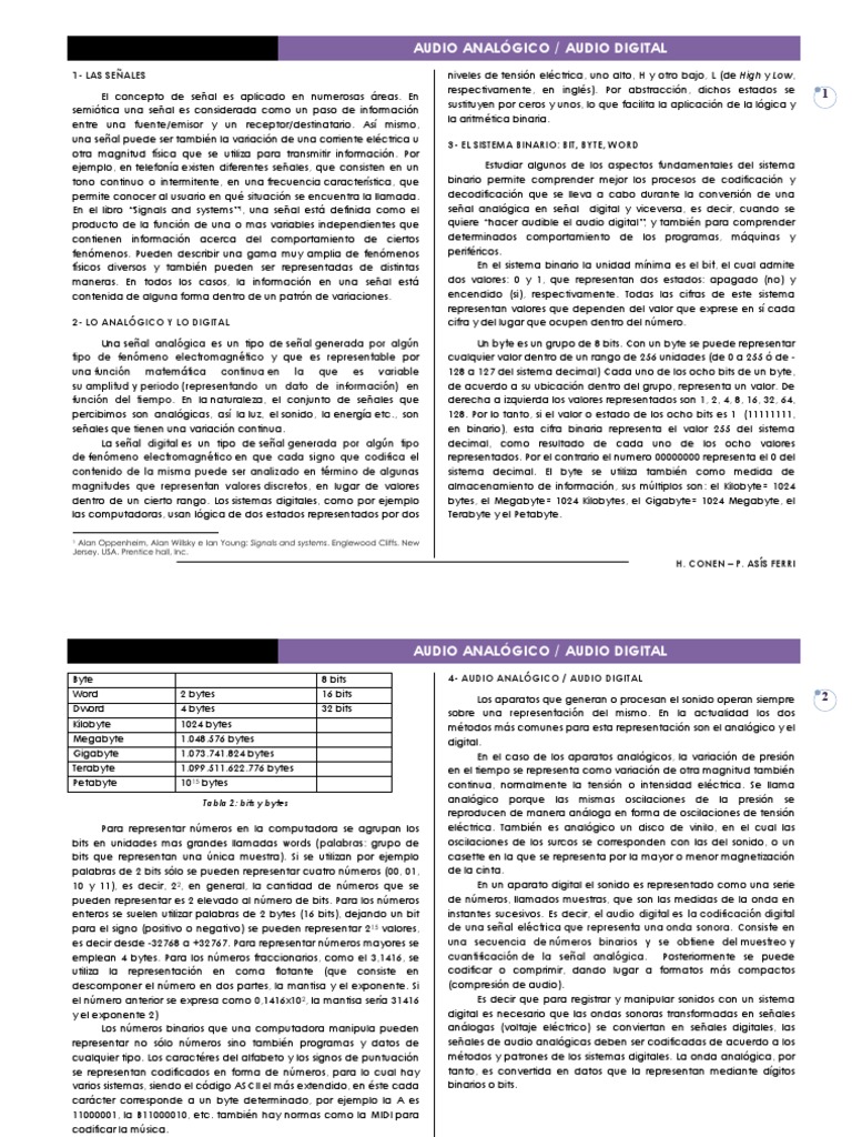 Diferencias entre Audio Analógico y Digital | PDF | Mp3 | Audio digital