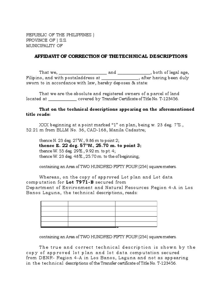 Affidavit of Correction | PDF