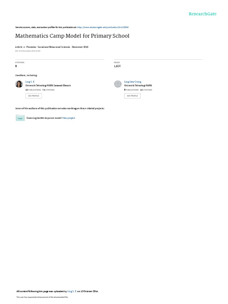 Mathematics Camp Model For Primary School | PDF | Mathematics ...