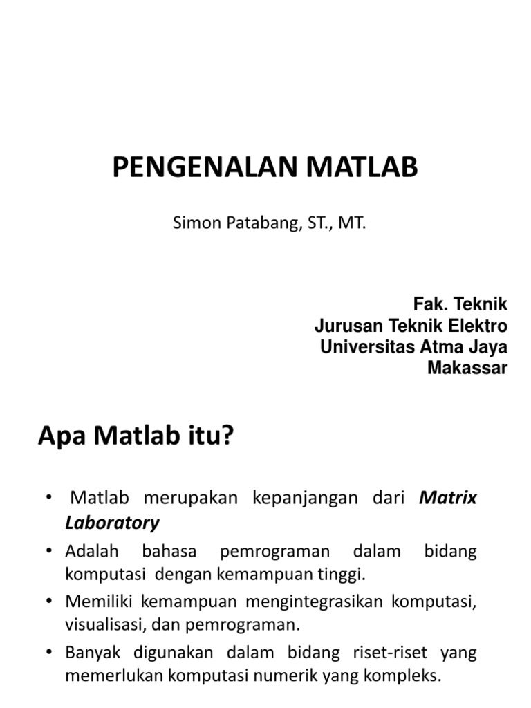 Pemograman Matlab | PDF | Metode & Bahan Ajar | Komputer