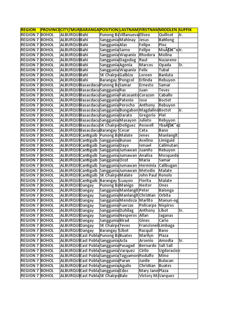 Barangay Officials Region 7 | PDF