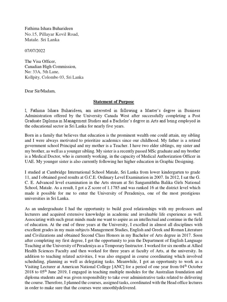 Student Sop | Download Free PDF | Academic Degree | Master Of Business ...