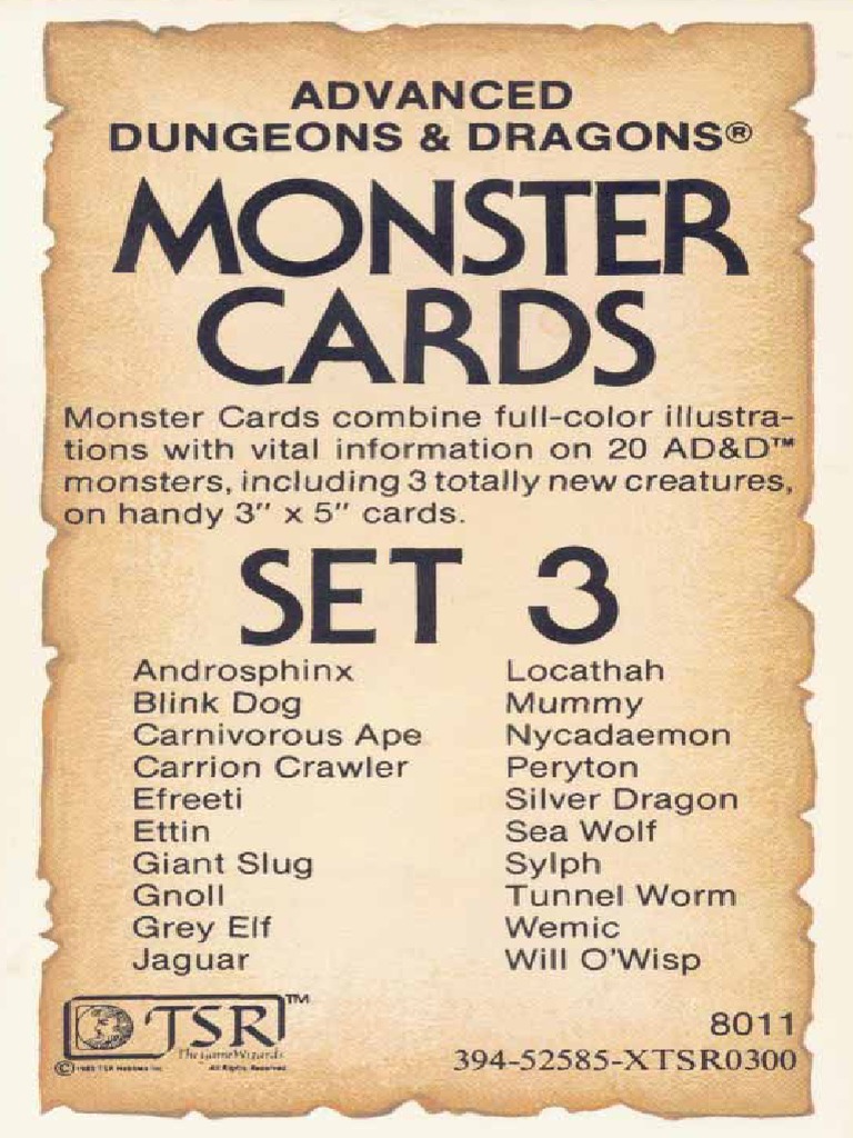 Monster Cards Set 3 | PDF | Elf (Dungeons & Dragons) | Dungeons & Dragons