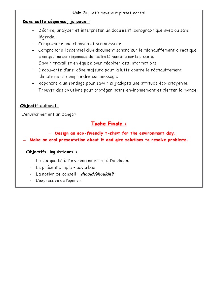 Sauver notre planète : séquence 3e | PDF | Environnement naturel