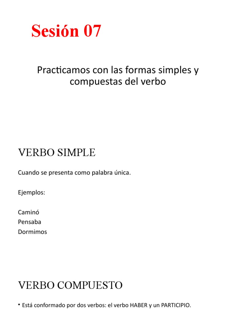 Verbo Simple Y Compuesto Pdf