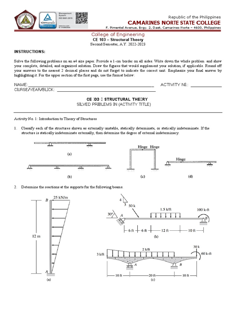 Camarines Norte State College | PDF | Beam (Structure) | Bending