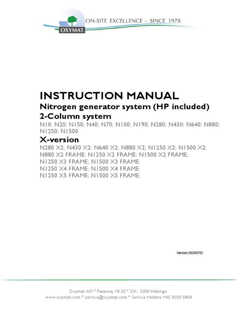 Instruction Manual: Nitrogen Generator System (HP Included) 2-Column ...