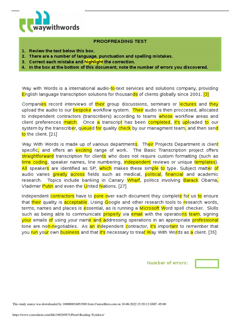Proof Reading Test | PDF | Computing | Communication