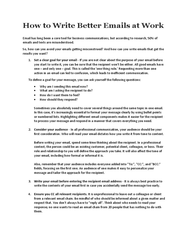 Effective Email Writing at Work | PDF | Communication | Human Communication