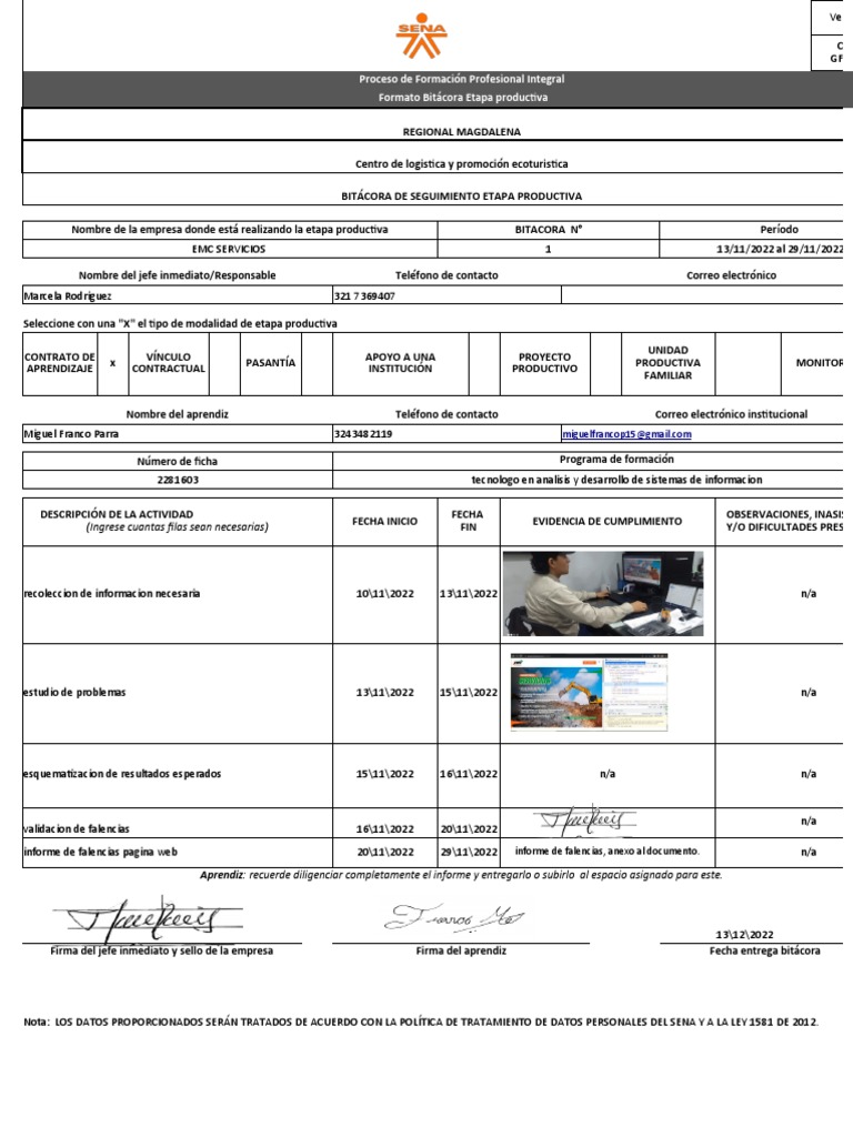 BITACORA - Informe | PDF